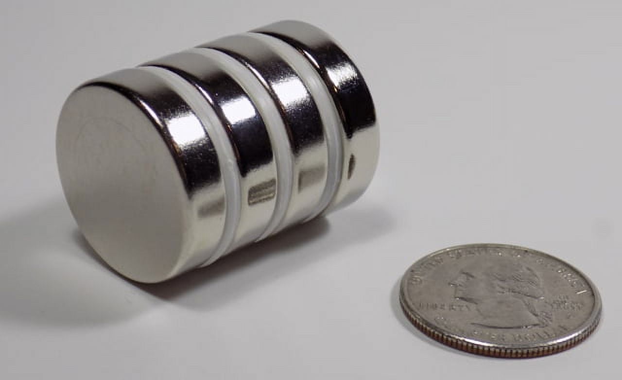 Neodymium Disc Magnets 1" x 1/4" N52 Set of 4 - Walmart.com