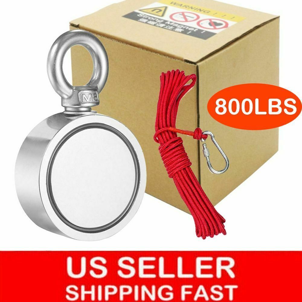 Neodymium Fishing Magnet Kit Super Strong Treasure & Rope 800LBS Pull ...