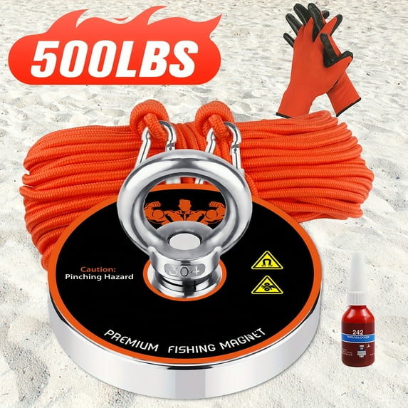 Neodymium Fishing Magnets Kit, 500 LBS Pulling Force Magnet Fishing Kit ...