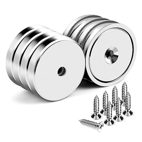 Neodymium Magnets with Hole, 100LBS Heavy Duty Round Base Cup Magnet ...