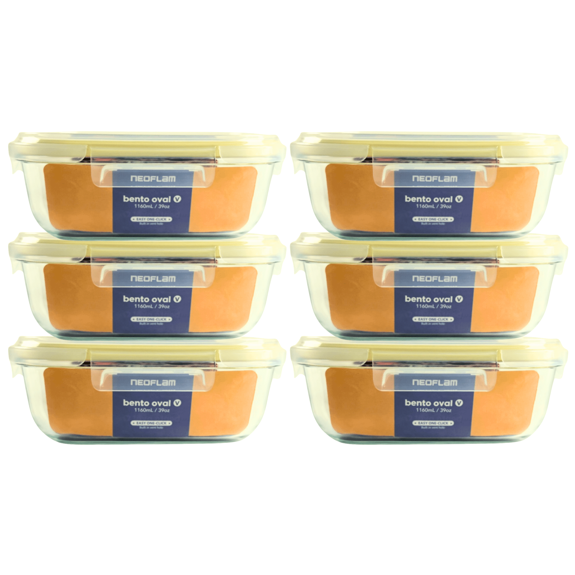 Neoflam 12-Pieces Airtight Kitchen Storage with Lid, Oval Bento Glass ...