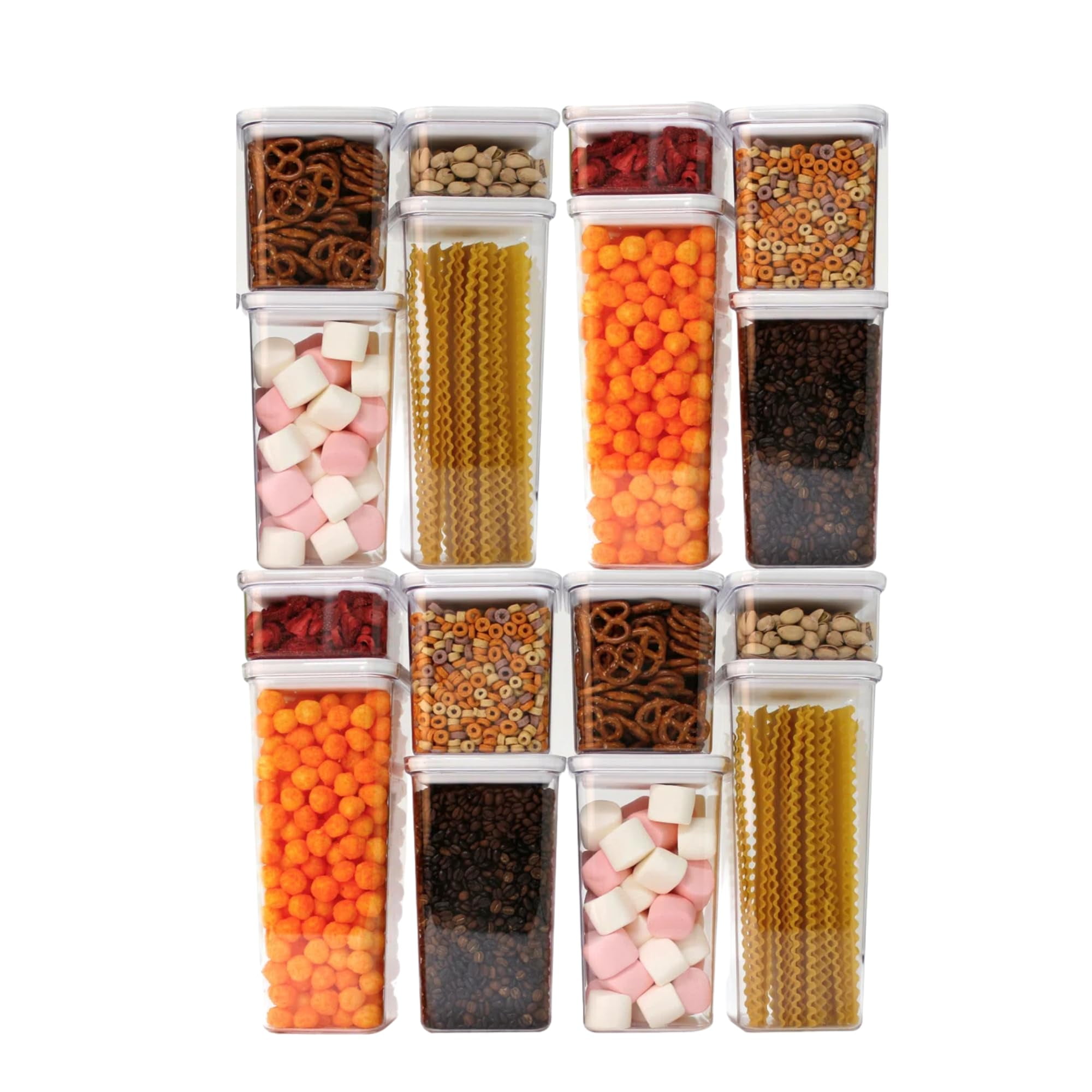 Neoflam 16 Set, Kitchen Pantry Airtight Smart Seal Square Dry Food ...