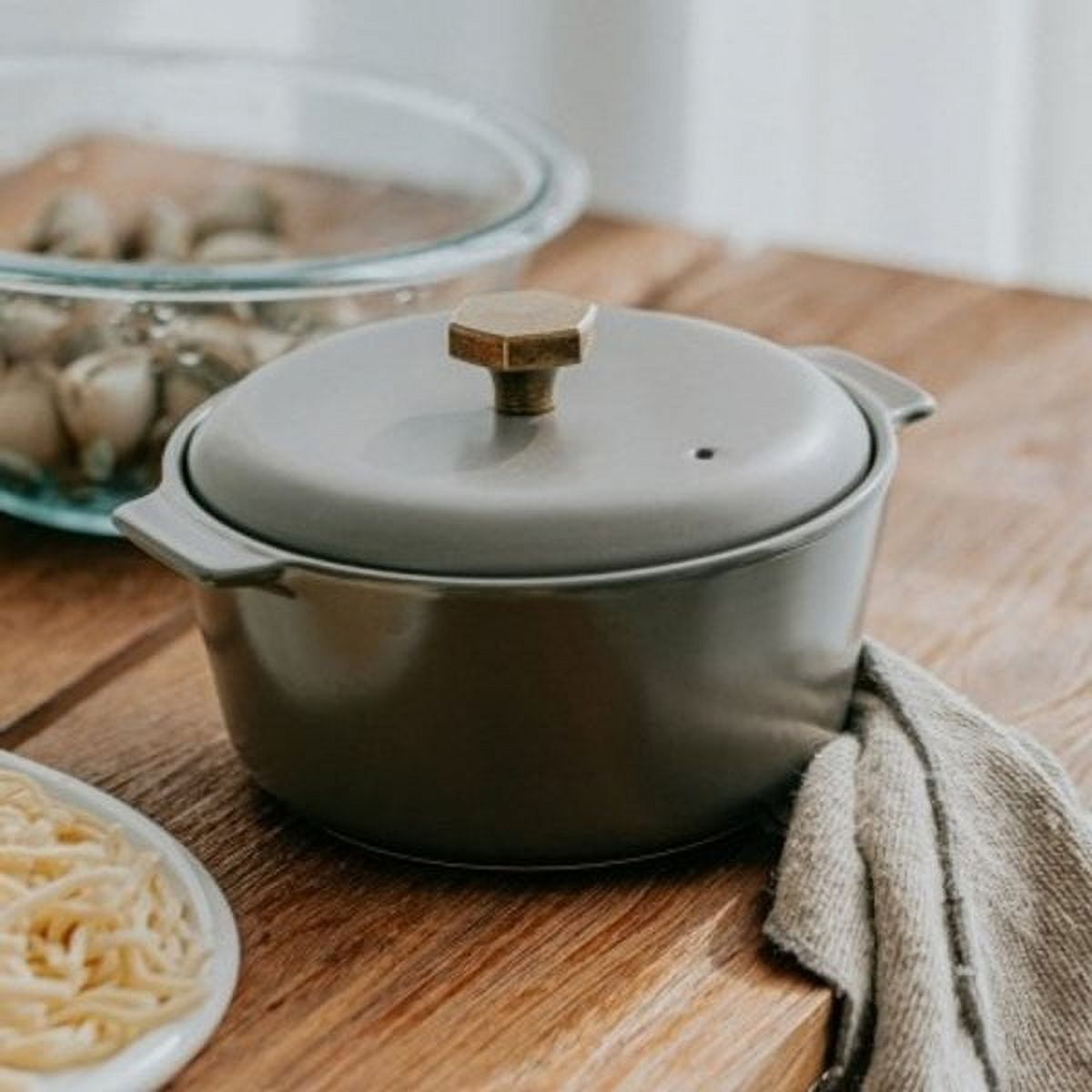 Neoflam 7" YARN Ceramic Casserole Pot | 1.4qt, Matte Gray Color | Oven ...