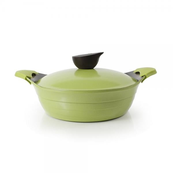 Neoflam Eela 2.5 QT Ceramic Nonstick Low Stockpot with Steam Releasing ...