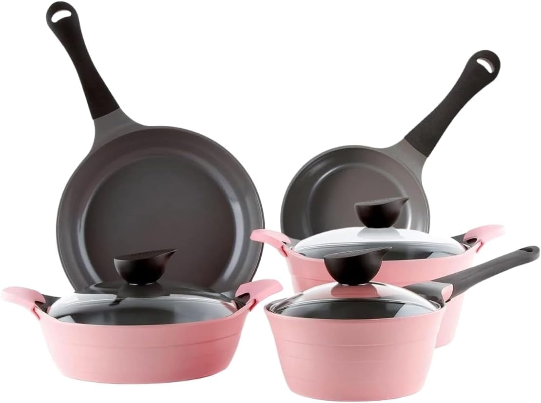 Neoflam Eela 8-Piece Nonstick Cast Aluminum Cookware Set with Lid ...