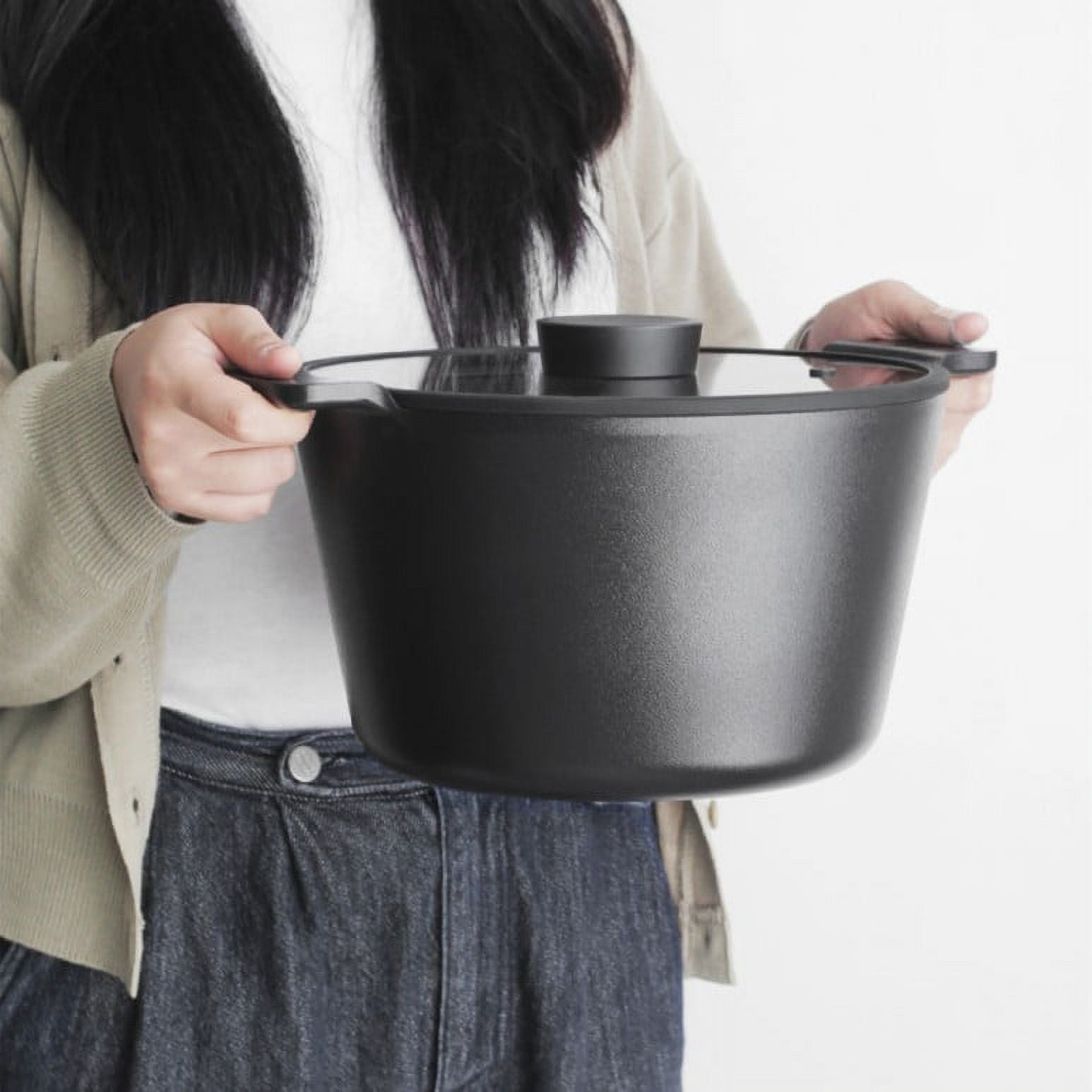 Neoflam Vulcan Vulcan 7 Qt Deep Pot with Glass Lid, Nonstick, Cast ...