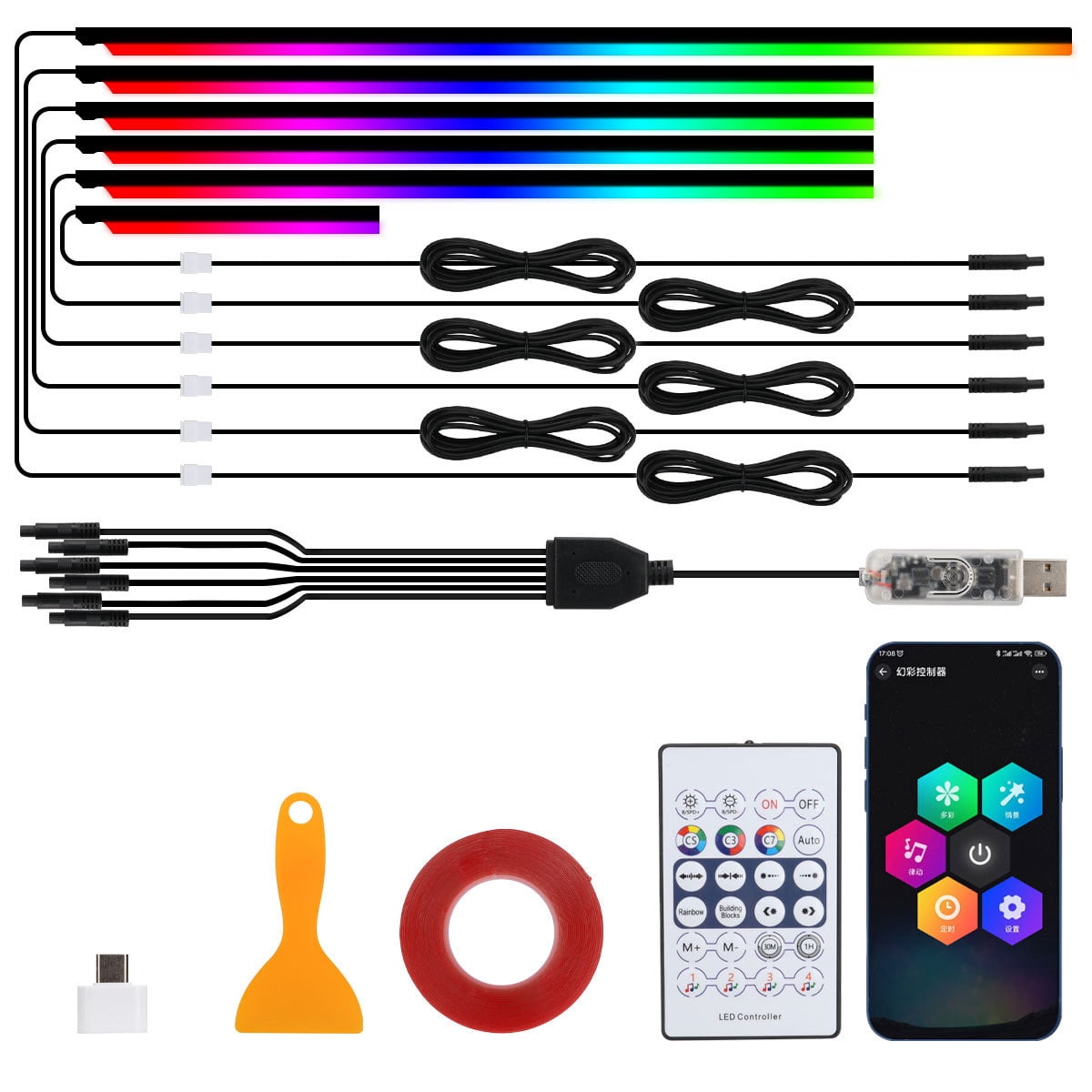 Neoflow Dynamic RGB Interior Light Kit, Ambient Lighting Car Interior ...
