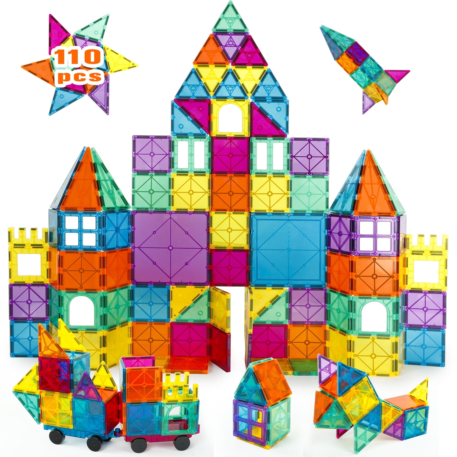 Neoformers 3D Color Magnetic Building Blocks Tile Set (110 Pieces ...