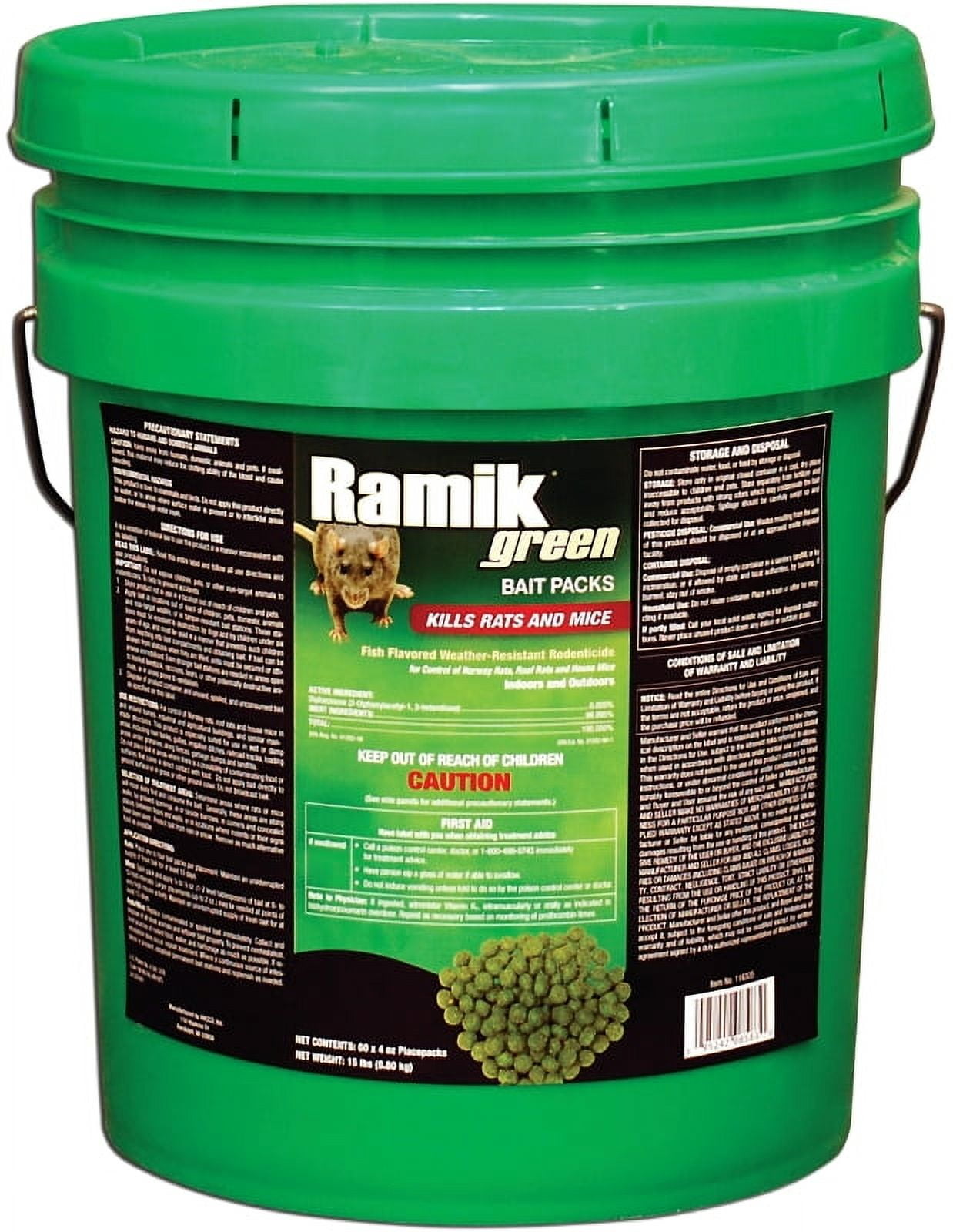 Neogen Ramik Green Pellet Bait Pack, Rat and Mouse Poison, 60-Pack ...