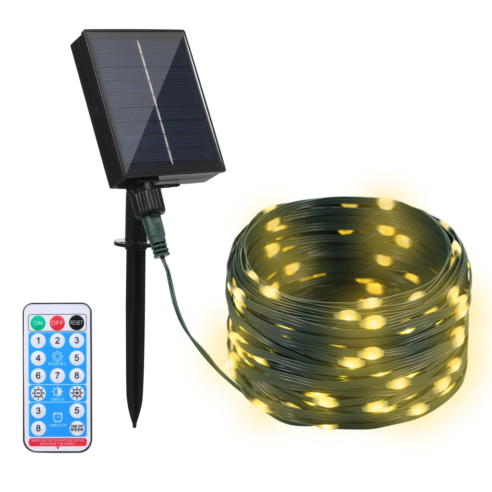 Neoglint 20Meters/65.6Ft 200LEDs Solar Powered Fairy String Light with Controller IP67 Water ...