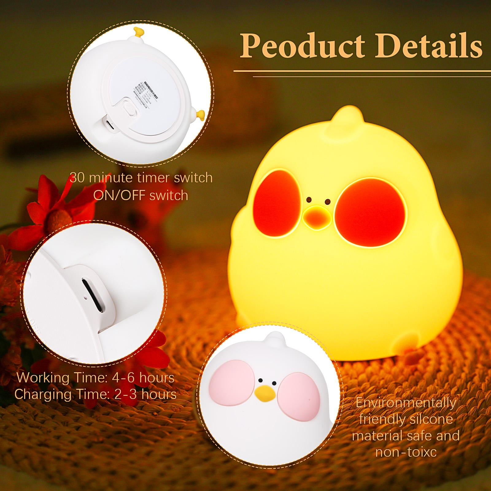Neoglint Cute Chicken Night Light Silicone Chick Bedside Nursery Lamp ...