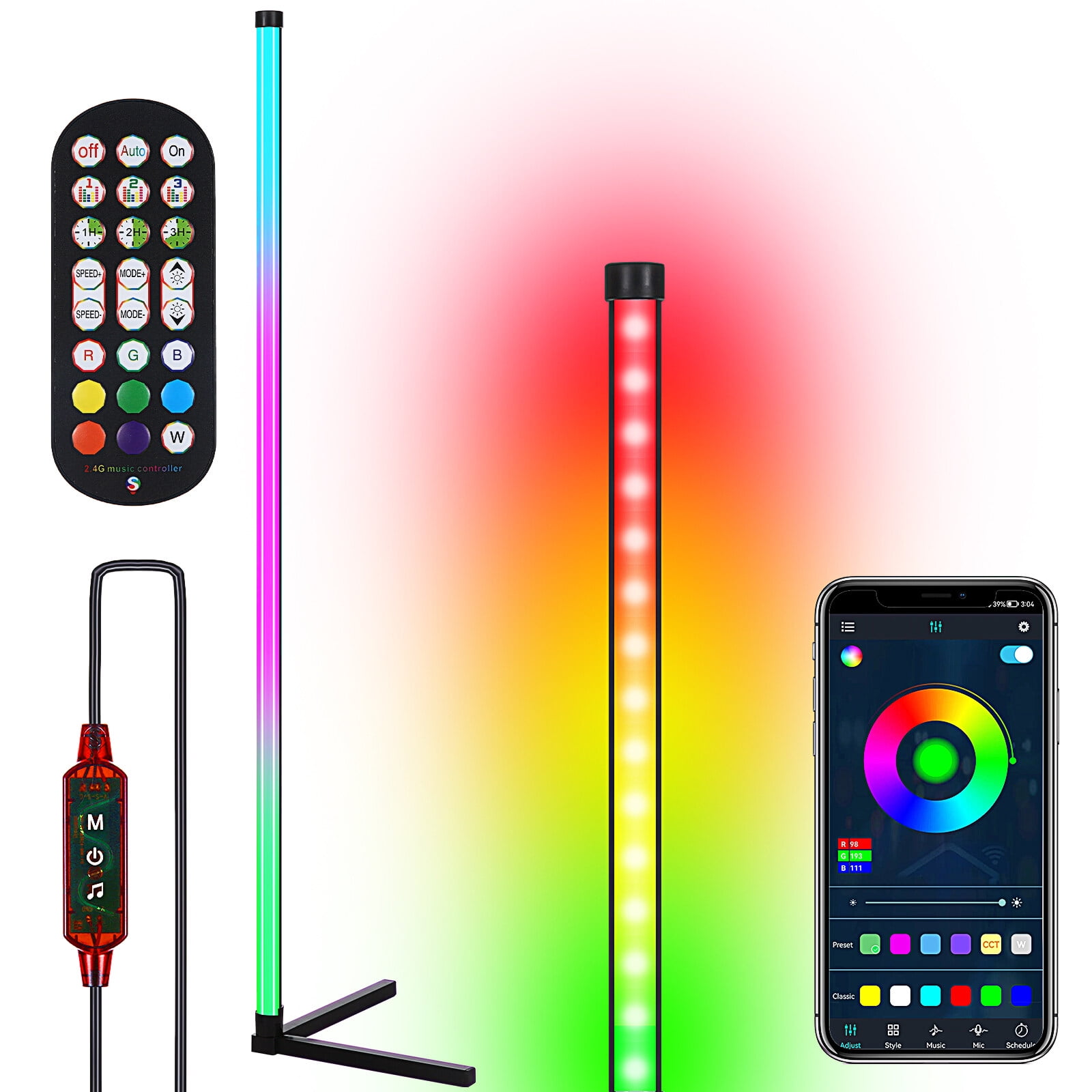 Neoglint Smart LED Corner Lamp RGB Atmosphere Floor Lamp Detachable Corner Light APP Control ...