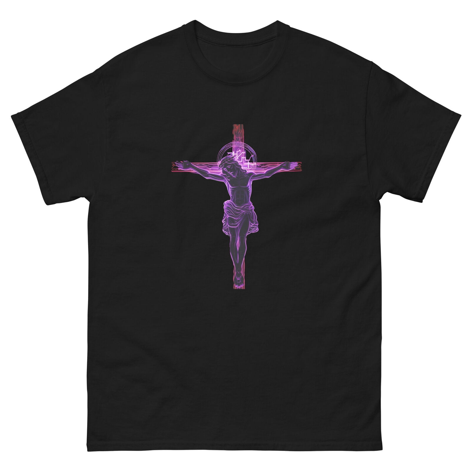 Neon 3-D Jesus on the Cross classic tee; Christian Faith T-shirt ...