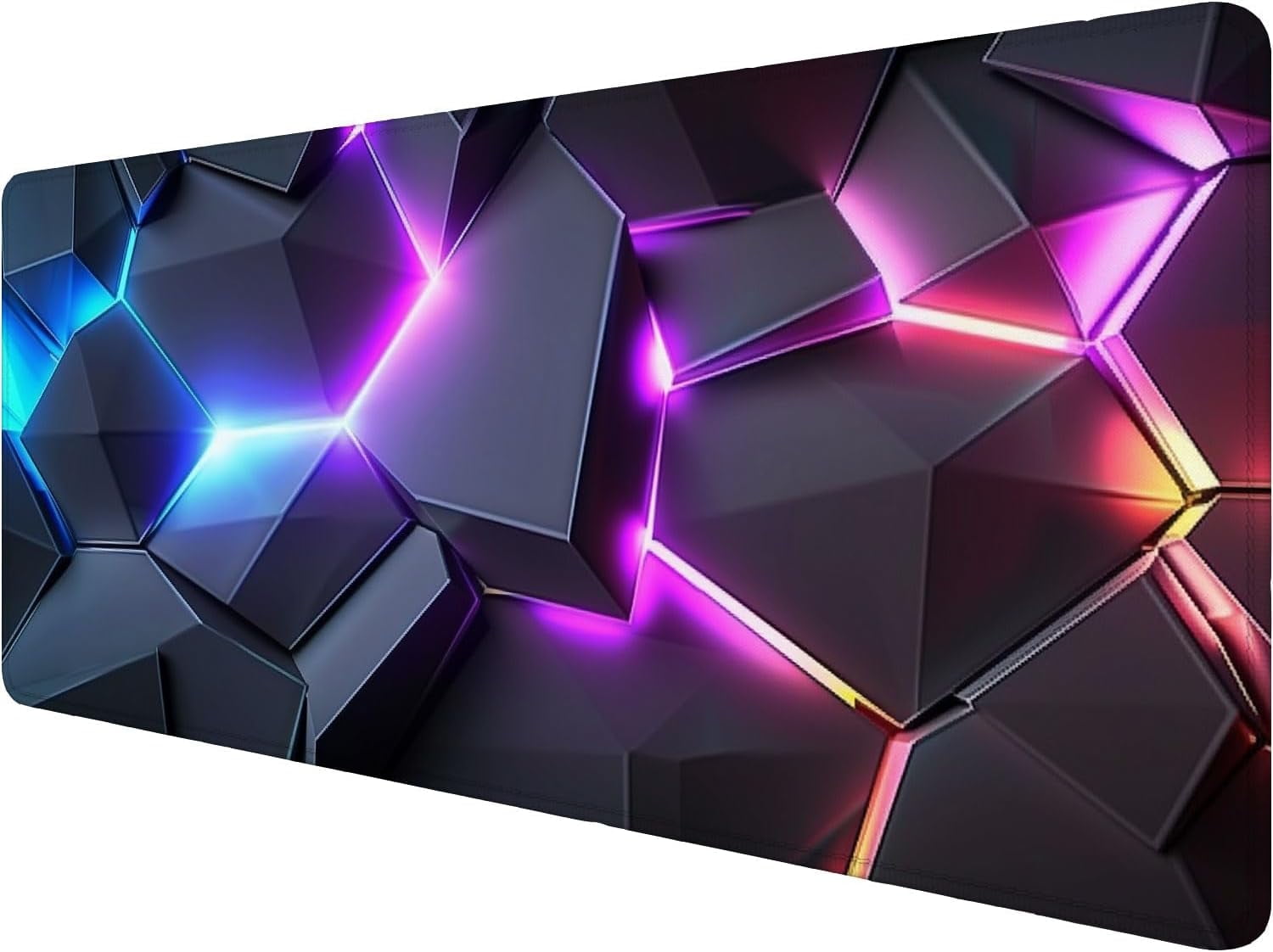 Neon 3D Geometry Desk Pad Mouse Pad Colorful Crack Cool Extended Gaming ...