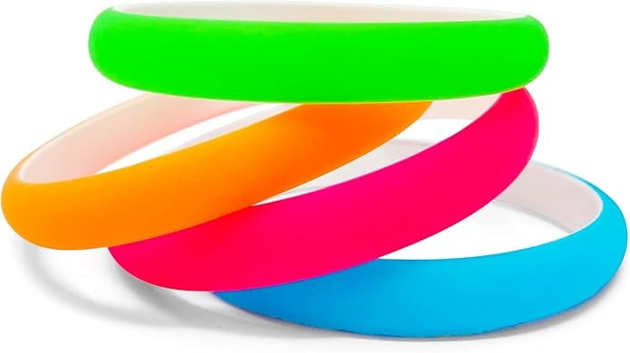 Neon 4 Pack Thin 1/2 Inch Fluorescent Bright Neon Colored Bangles with ...