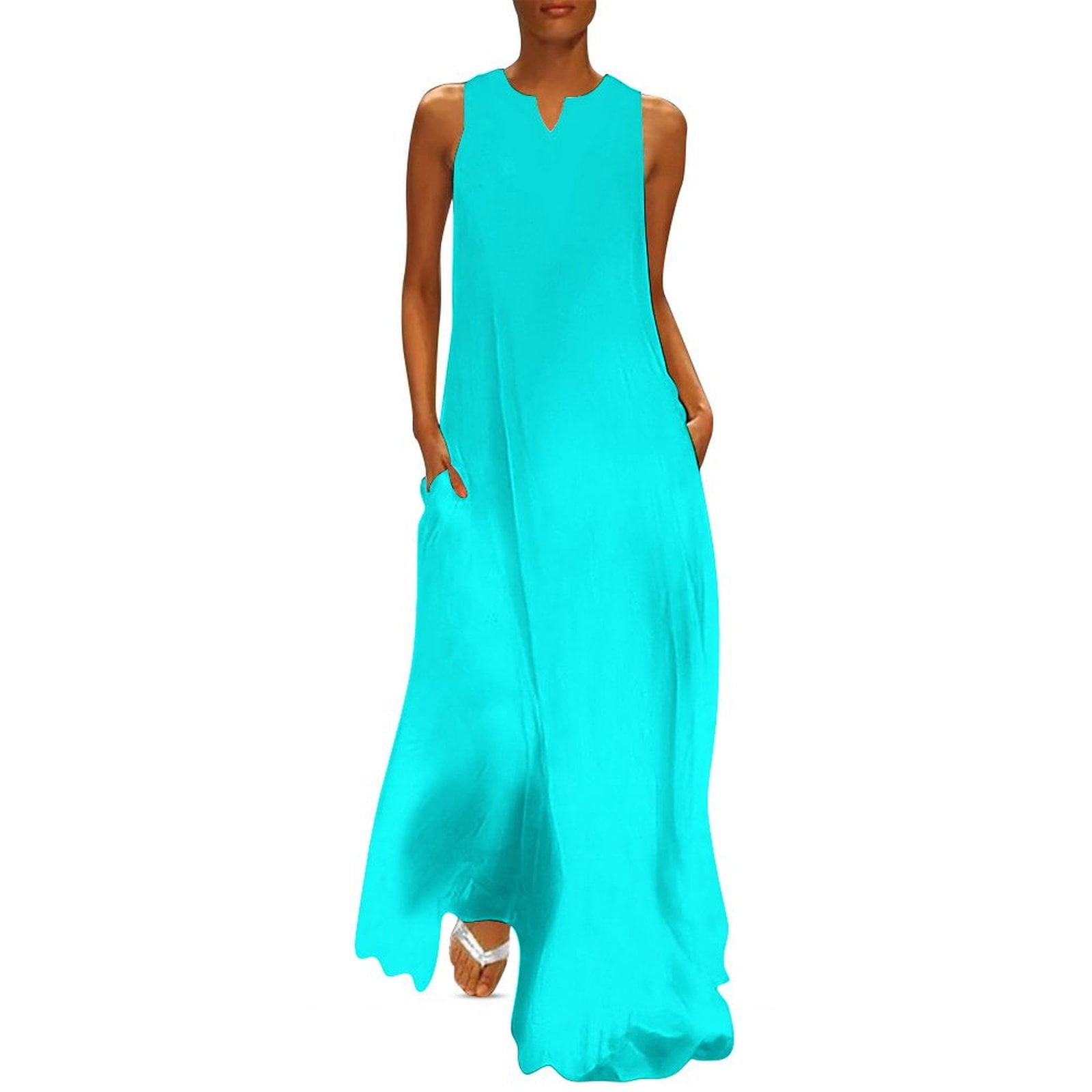 Neon Aqua Blue Bright Electric Fluorescent Color Long Dress womens ...
