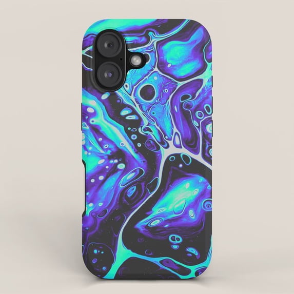 Neon Aqua, Blue and Purple Fluid Swirl Tough Phone Case for Select ...