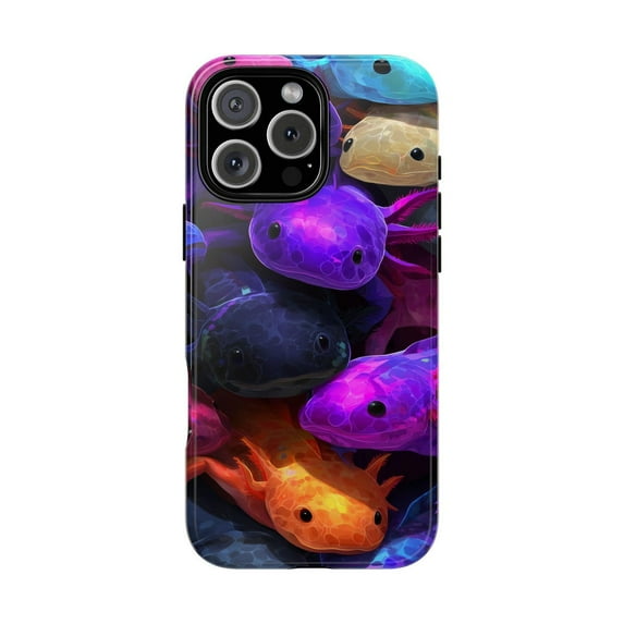 Neon Axolotl Vibrant Fantasy Aquatic Creature Phone Case with iPhone 17 ...