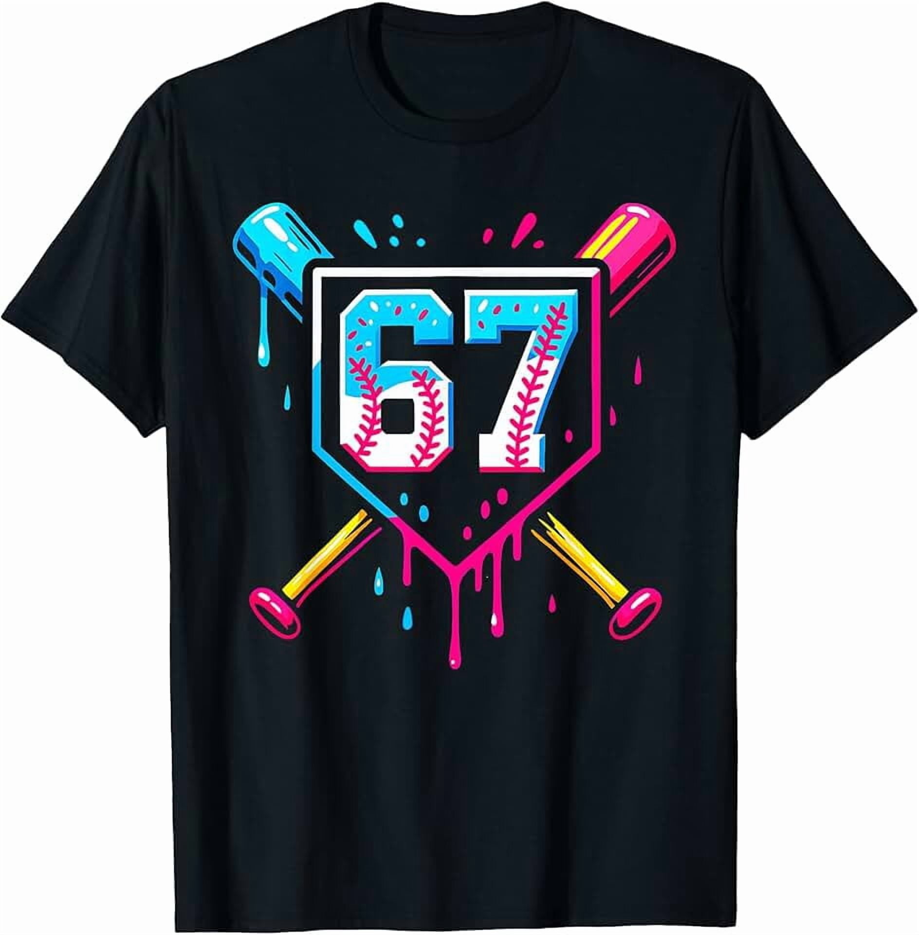 Neon Baseball Home Plate Number 67 Graphic Gift for Men Women Short ...