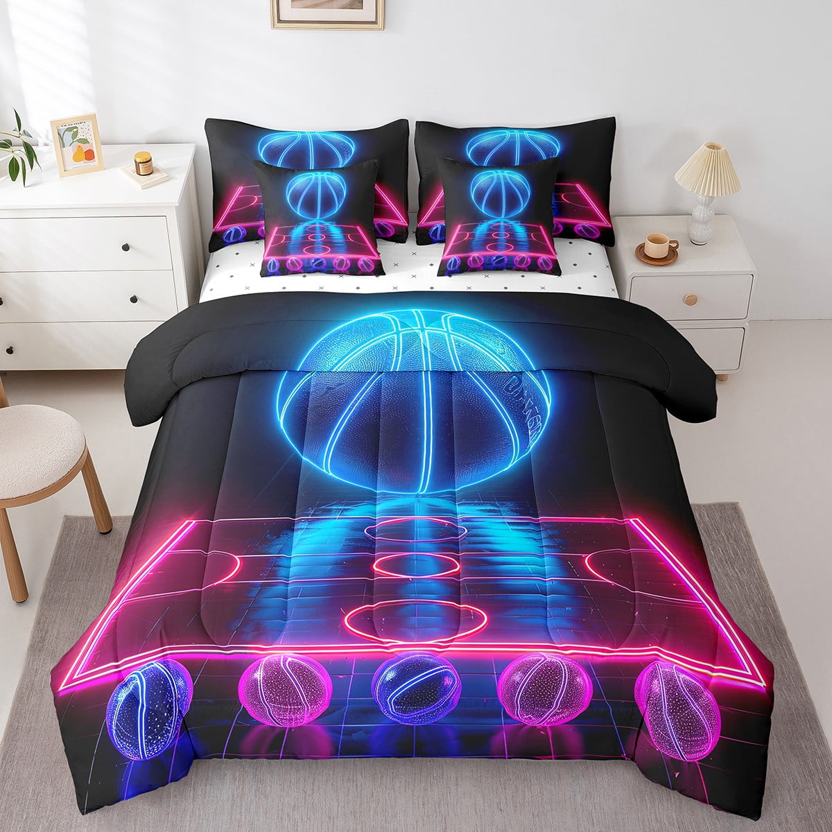 Neon Basketball Bed in a Bag King Size Comforter Set 7 Pieces ...
