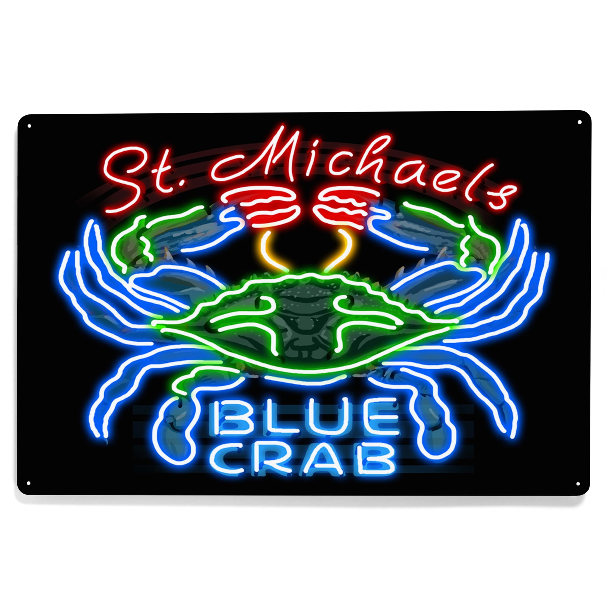 Neon Blue Crab, St. Michaels, Maryland (12x18 Aluminum Art, Indoor ...