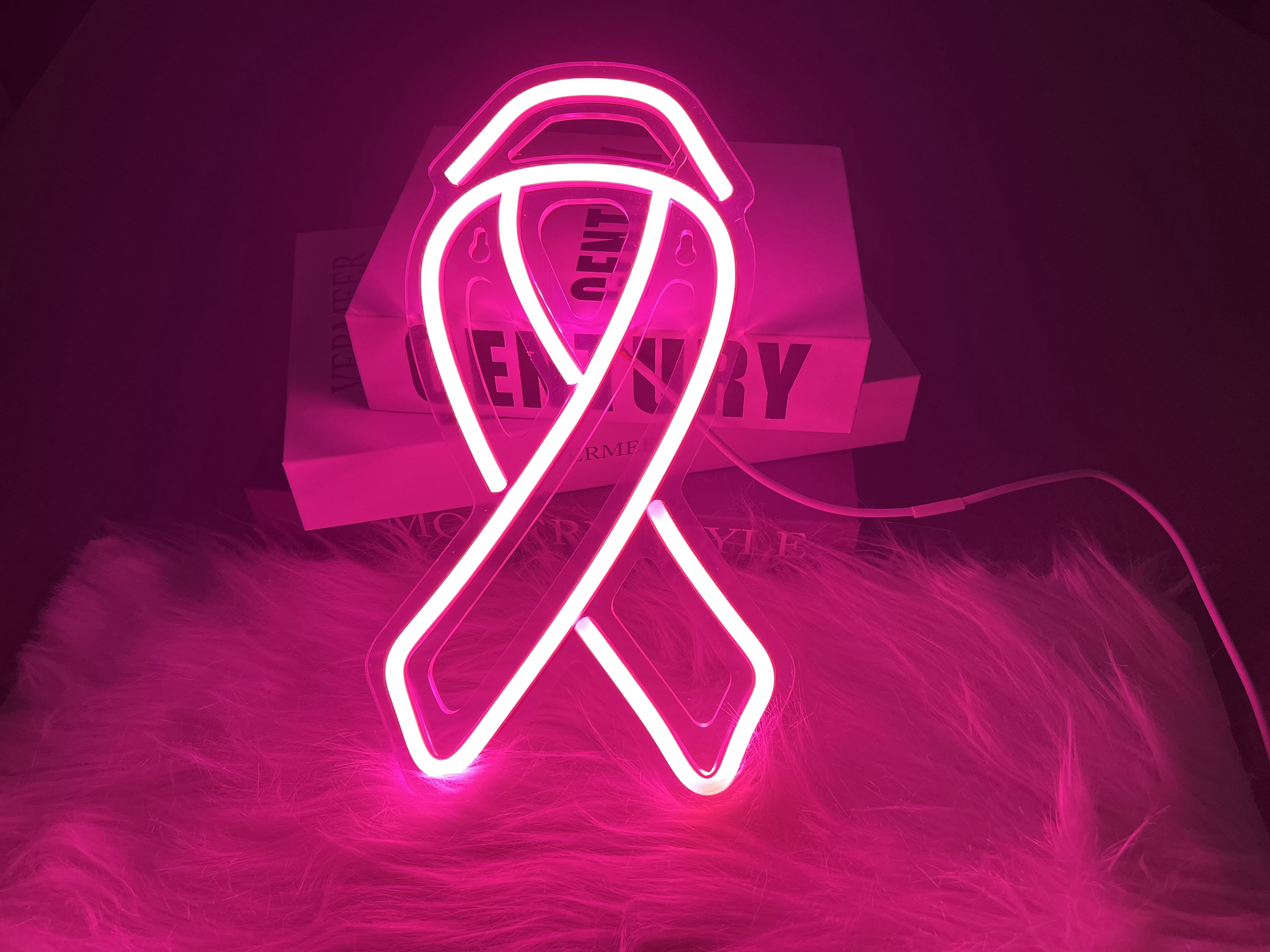 Neon Breast Cancers Signs Light Up LED Ribbons Lights with Dimmer for ...