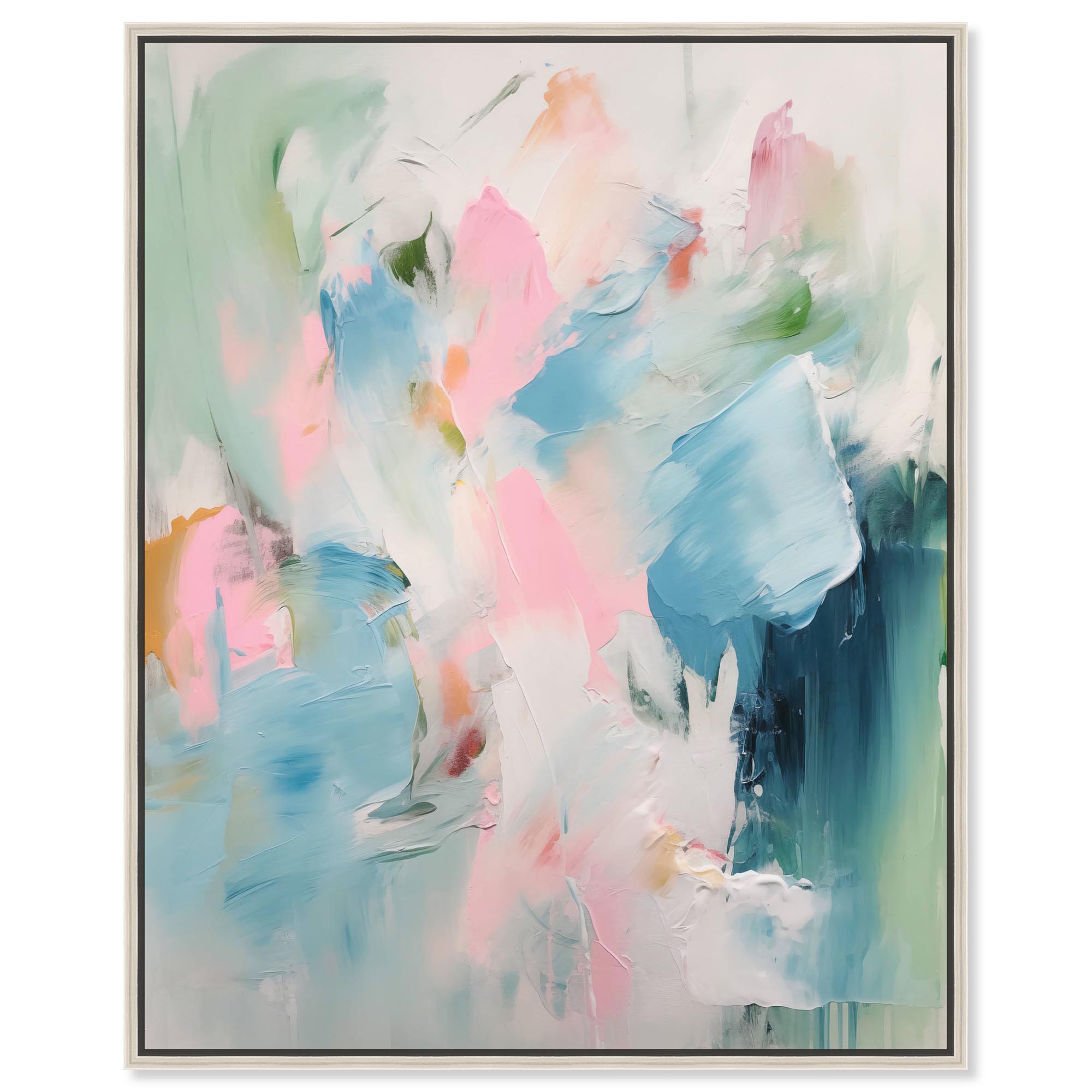 Neon Breeze I Canvas Colorful Abstract by Art Remedy, Silver Frame, 24 ...