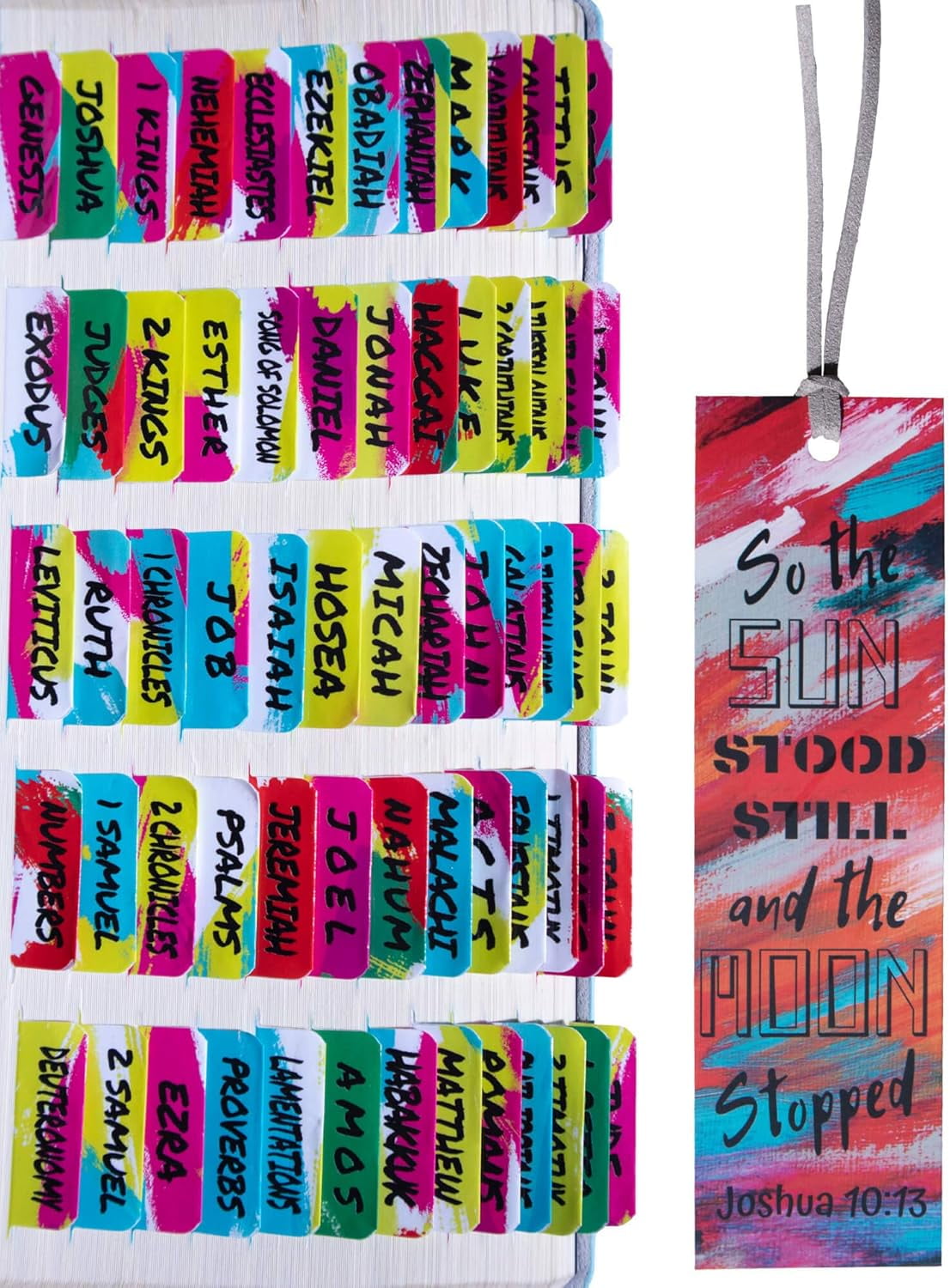 Neon Brushes Theme Laminated Bible Tabs (Large Print, Easy to Read ...