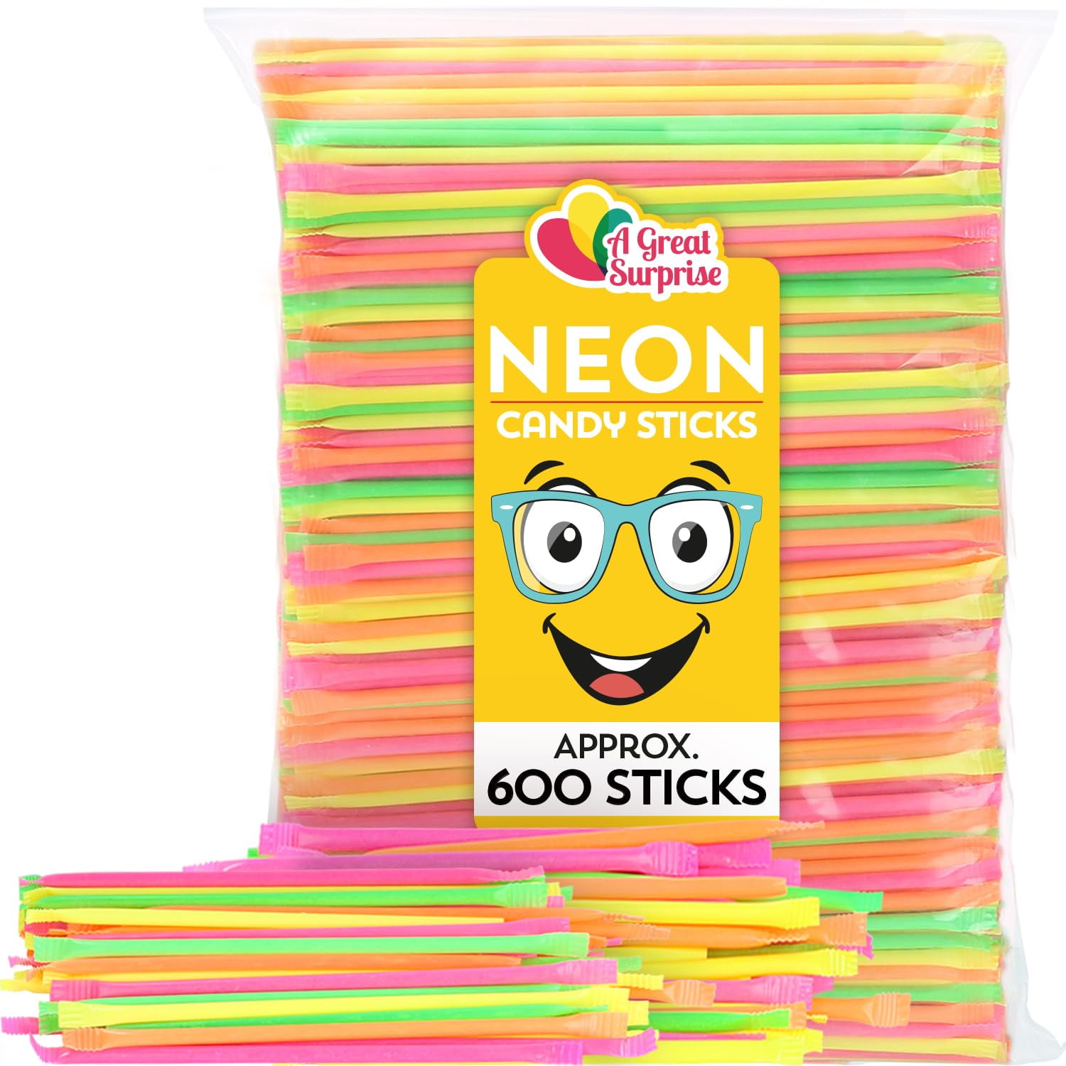 Neon Candy Straws - Sugar Filled Candy Straws - 600 Sticks - Parade ...