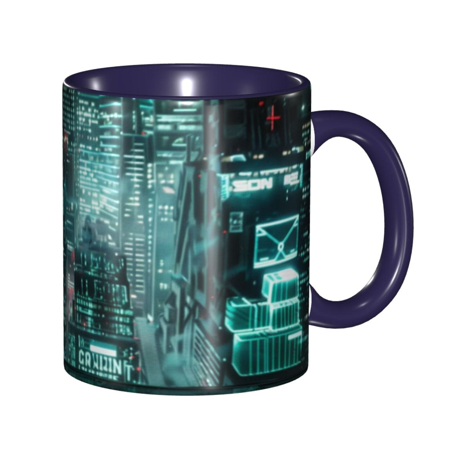 Neon Cat Coffee Mug Fun Custom Ceramic Mugs 11oz Navy Blue - Walmart.com