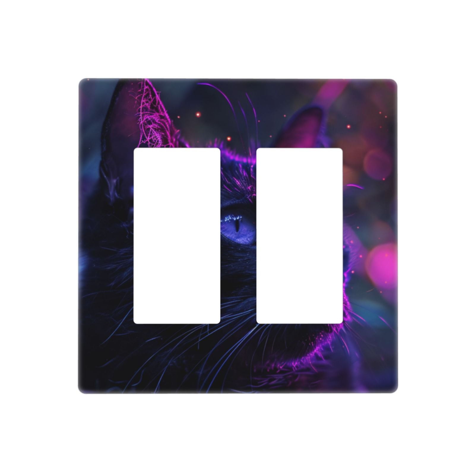 Neon Cat Switch Cover Decorative Wall Plate / 2-Gang Screwless ...