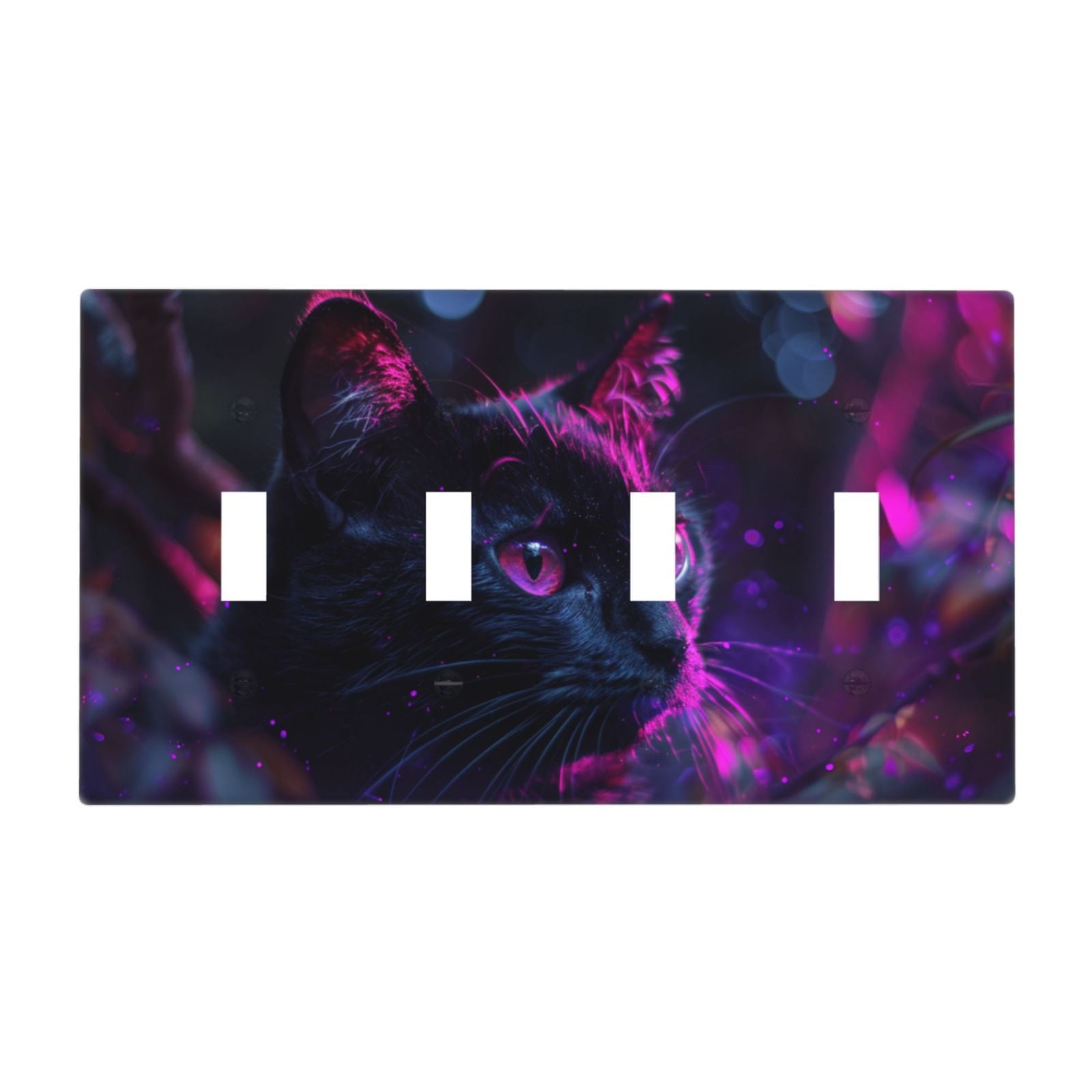 Neon Cat Switch Cover Decorative Wall Plate / 4-Gang 4-Toggle ...