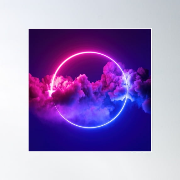 Neon Circle Clouds Poster Wall Art, Modern Wall Decor, 16x16 UNFRAMED ...