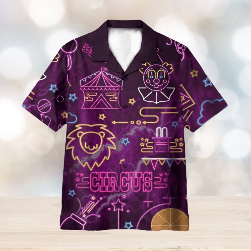Neon Circus Funny Button s Up Shirts 3D Hawaiian Shirt Summer Vaction ...