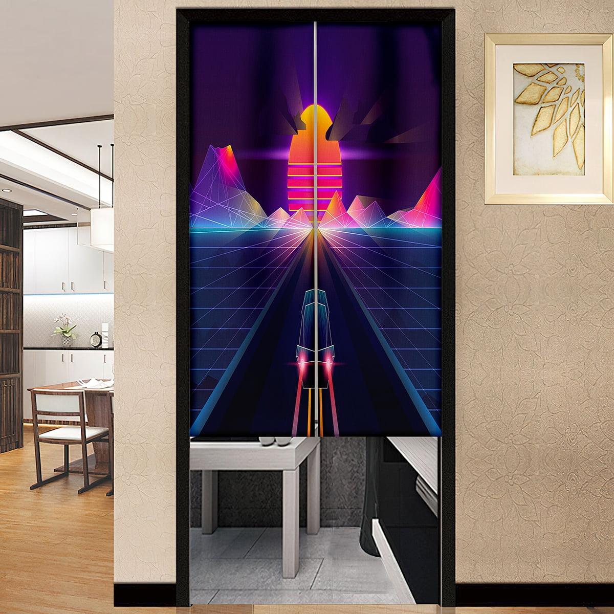 Neon Cityscape Door Curtain Japanese Style Hotel Room Kitchen Partition ...