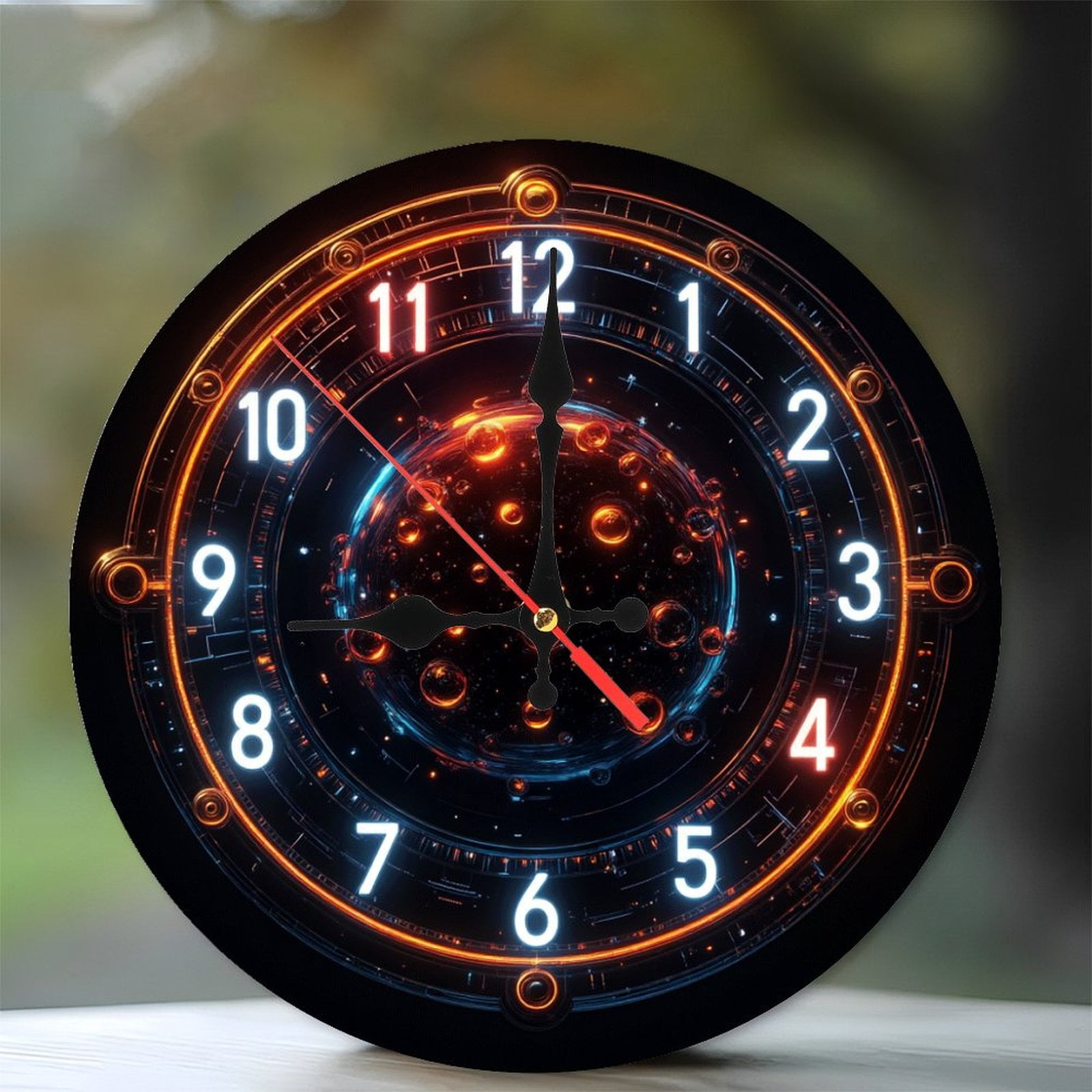 Neon Clock Cyberpunk Scifi Wall Art 10-Inch Silent Wooden Wall Clock ...