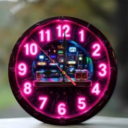 "Sterling & Noble 11"" Electric Pink Neon Wall Clock for Indoor Use ...