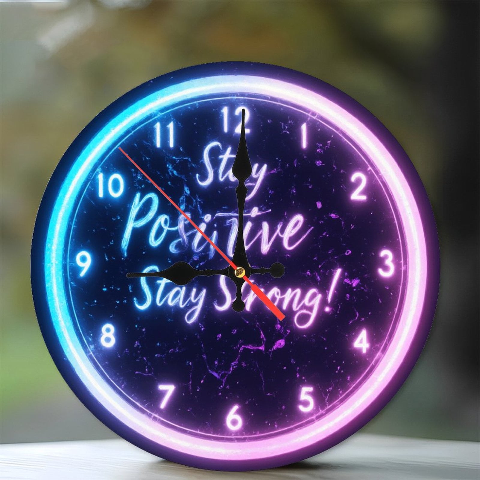 Neon Clock Stay Positive Stay Strong Motivational Wall Art 10-Inch ...