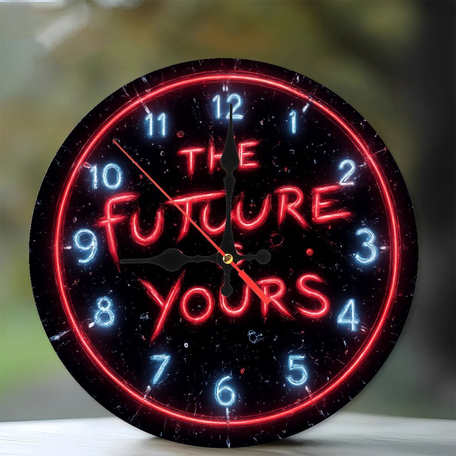 Neon Clock Wall Art Future Is Yours Inspirational Quote Decor 10-Inch ...