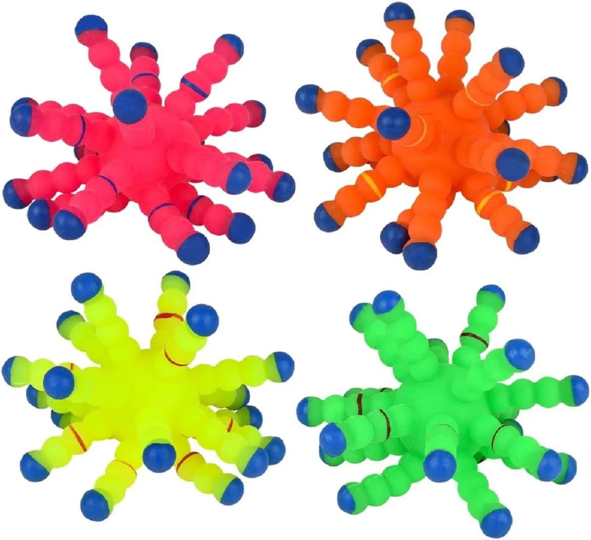 Neon Color Tactile Atom Balls (3.5") Random Colors Stretchy Soft Jelly ...