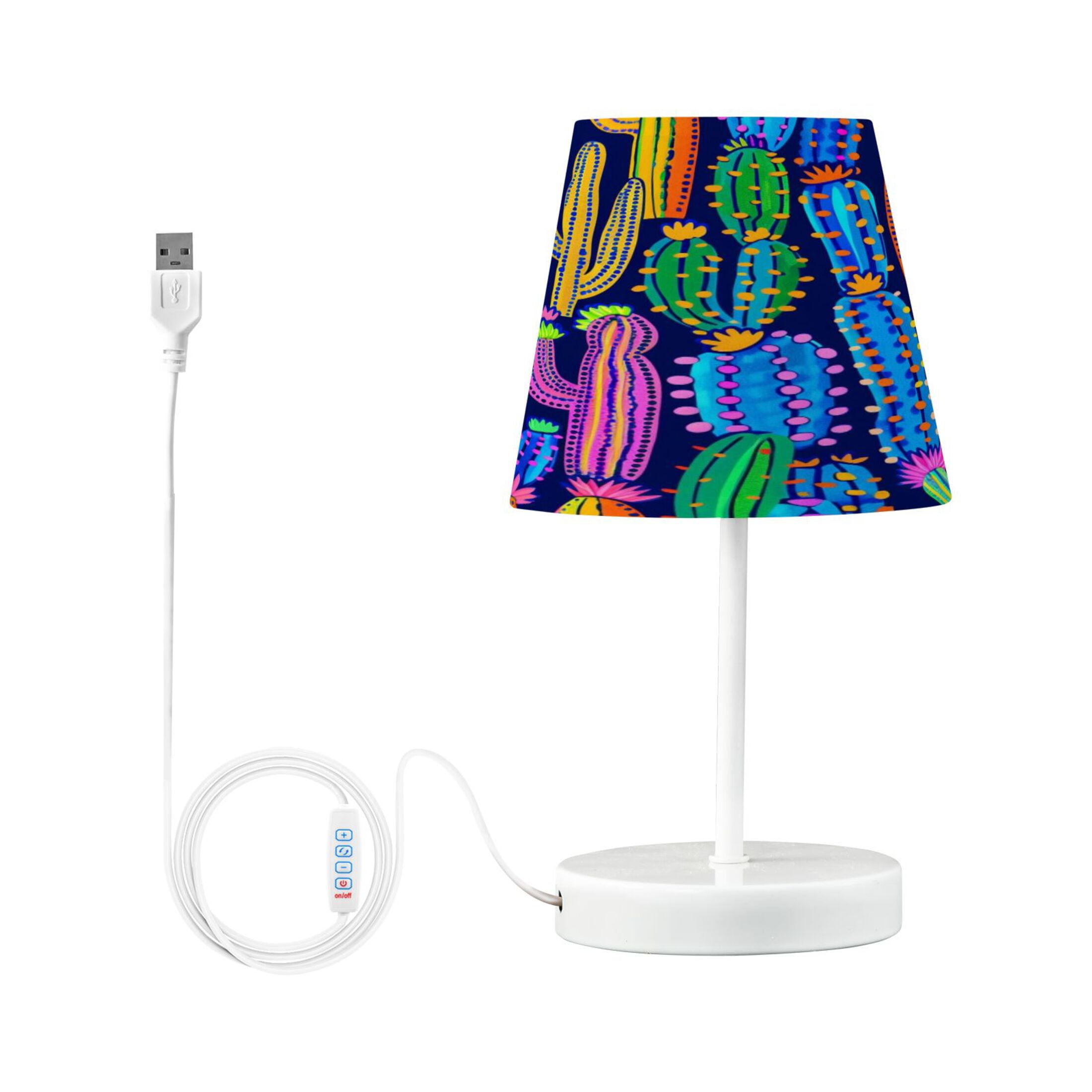 Neon Colored Cactus Desk Lamp LED Table Nightstand Lamps with 3 Color ...