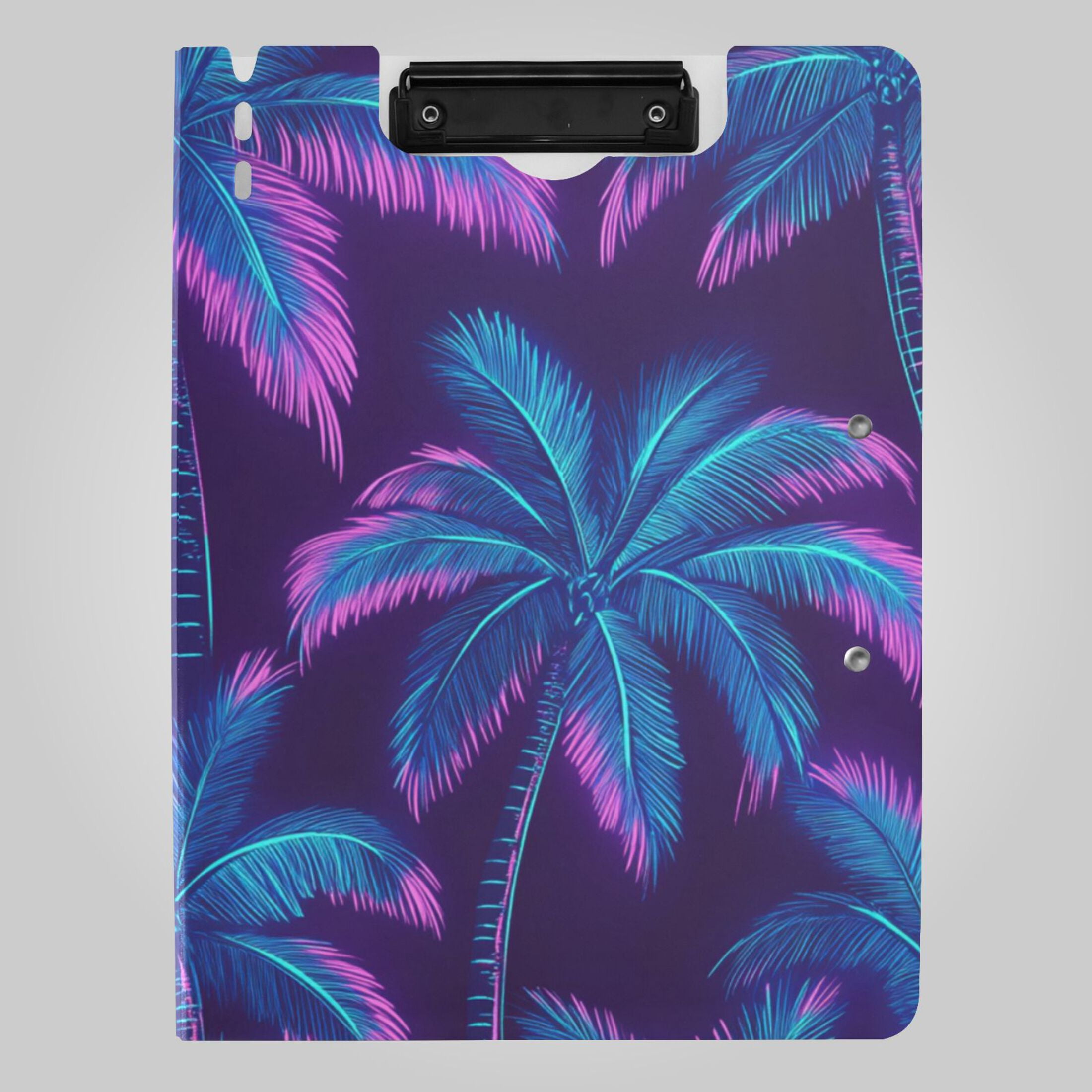 Neon Colored Coconut Trees Foldable Binder Folder Clipboard with Pen ...