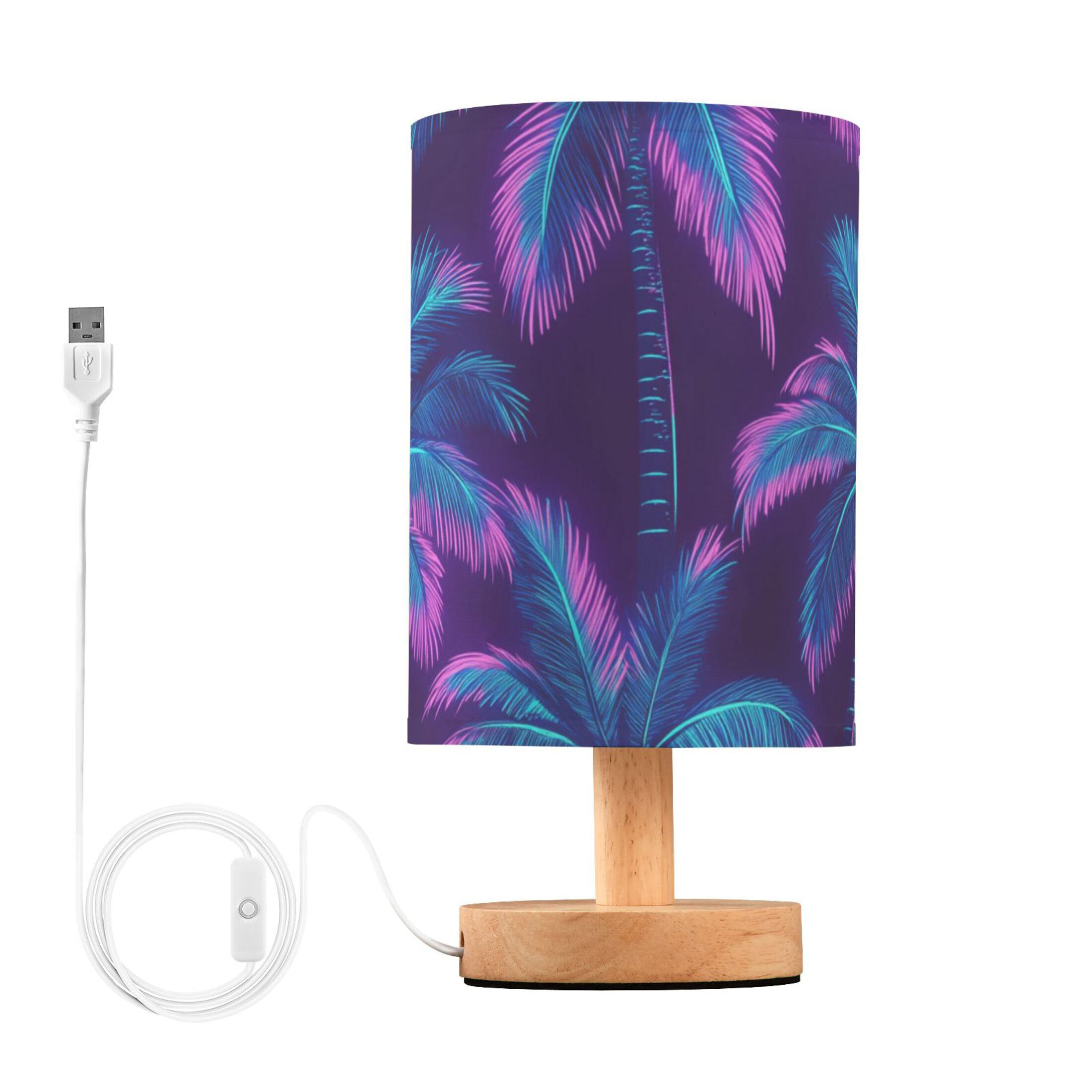 Neon Colored Coconut Trees Table Lamp with USB Port LED Warm Light Lamp ...