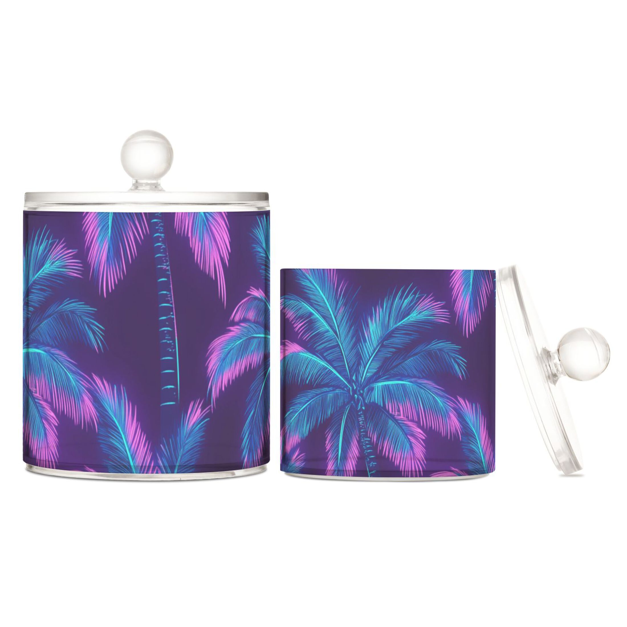 Neon Colored Coconut Trees Translucent Plastic Cans Storage Canisters ...