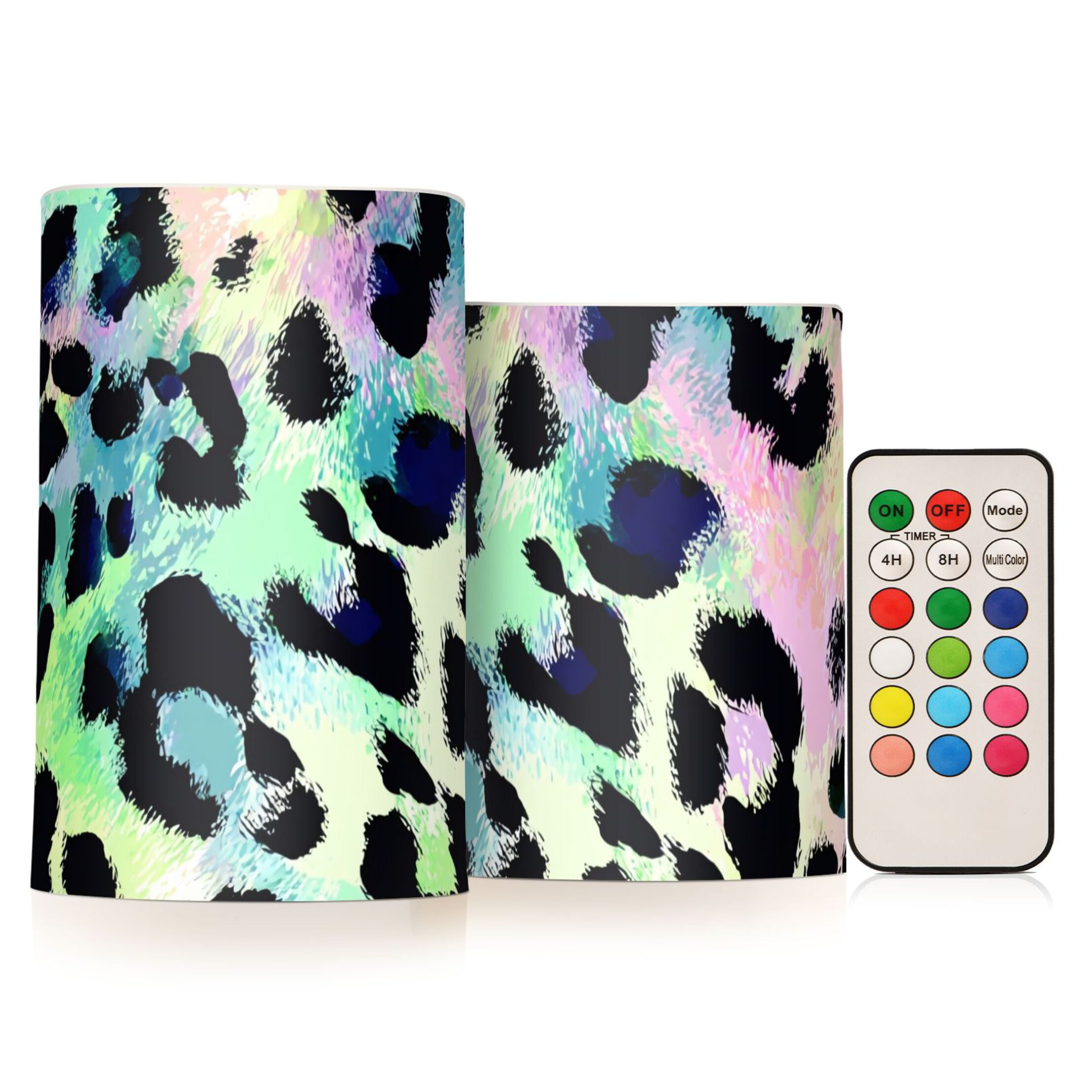 Neon Colored Leopard Skin Flickering Flameless Candles LED Tealight ...