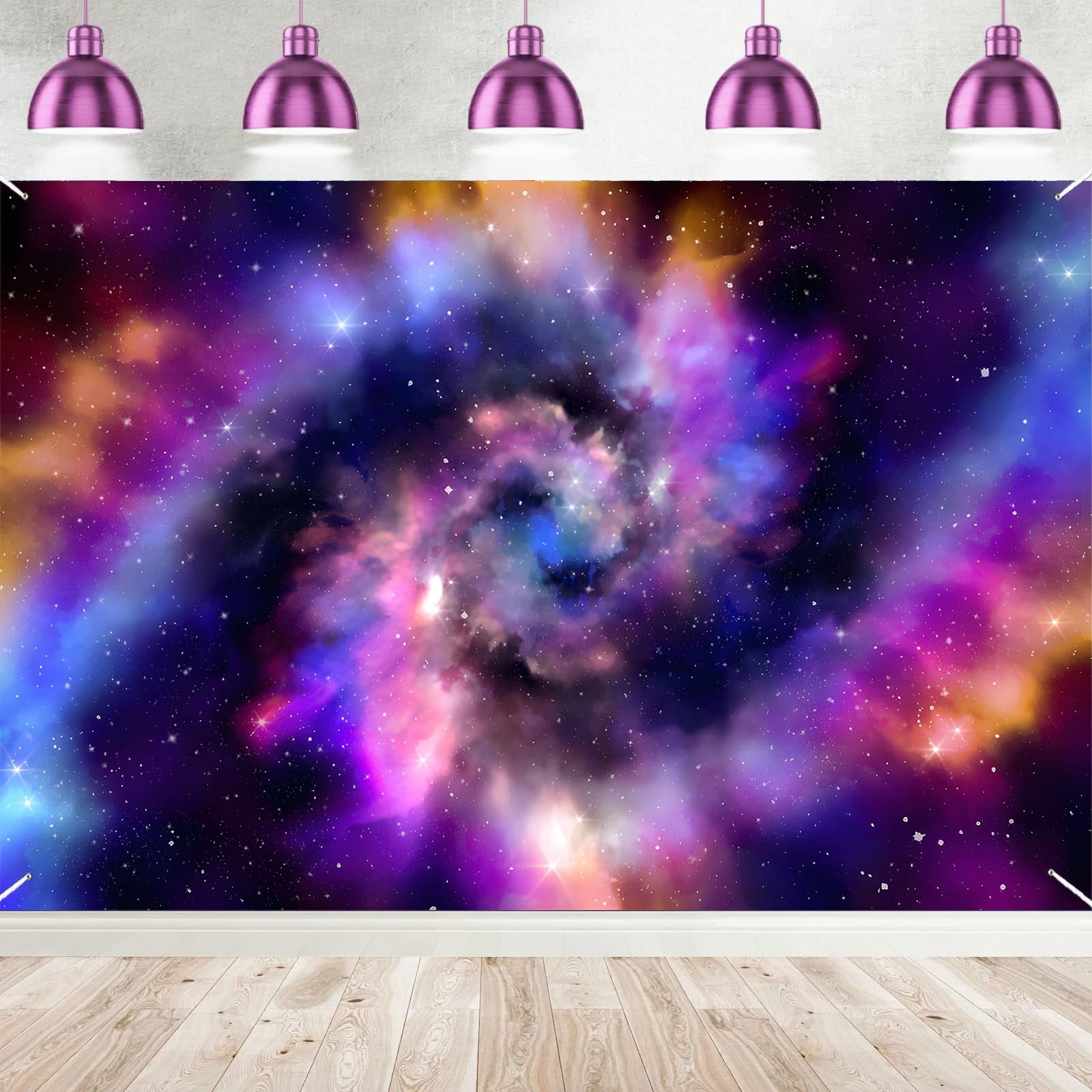 Neon Colorful Galaxy Banner Meteor Starry Sky Banner Backdrop ...