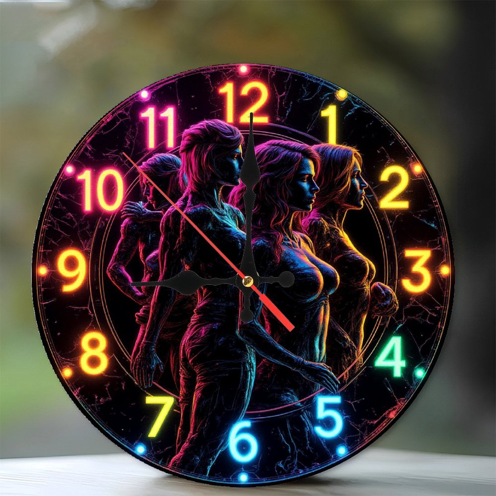 Neon Colorful Wall Clock with Artistic Design for Home Decor 10-Inch ...