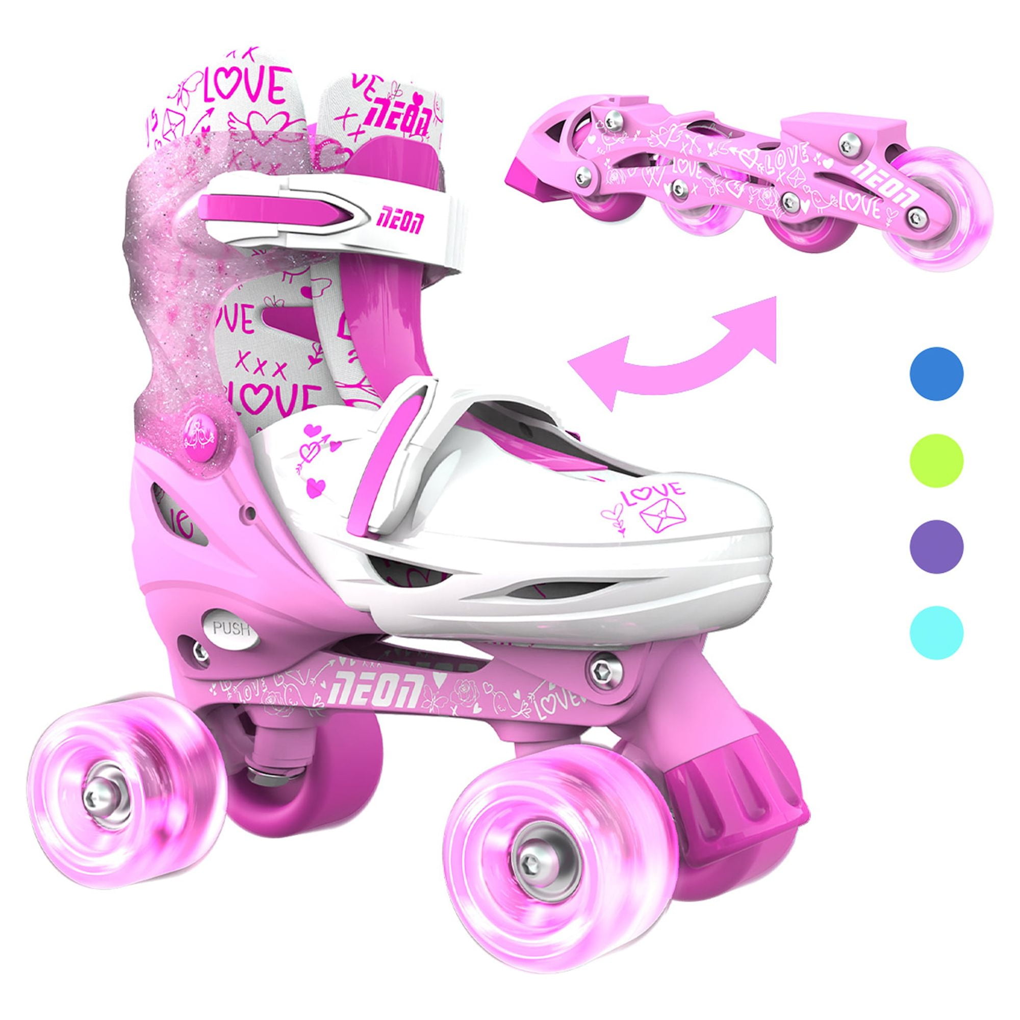 Yvolution Neon 2in1 Roller Skates Inline and Quad, Girls, Kids Skates ...