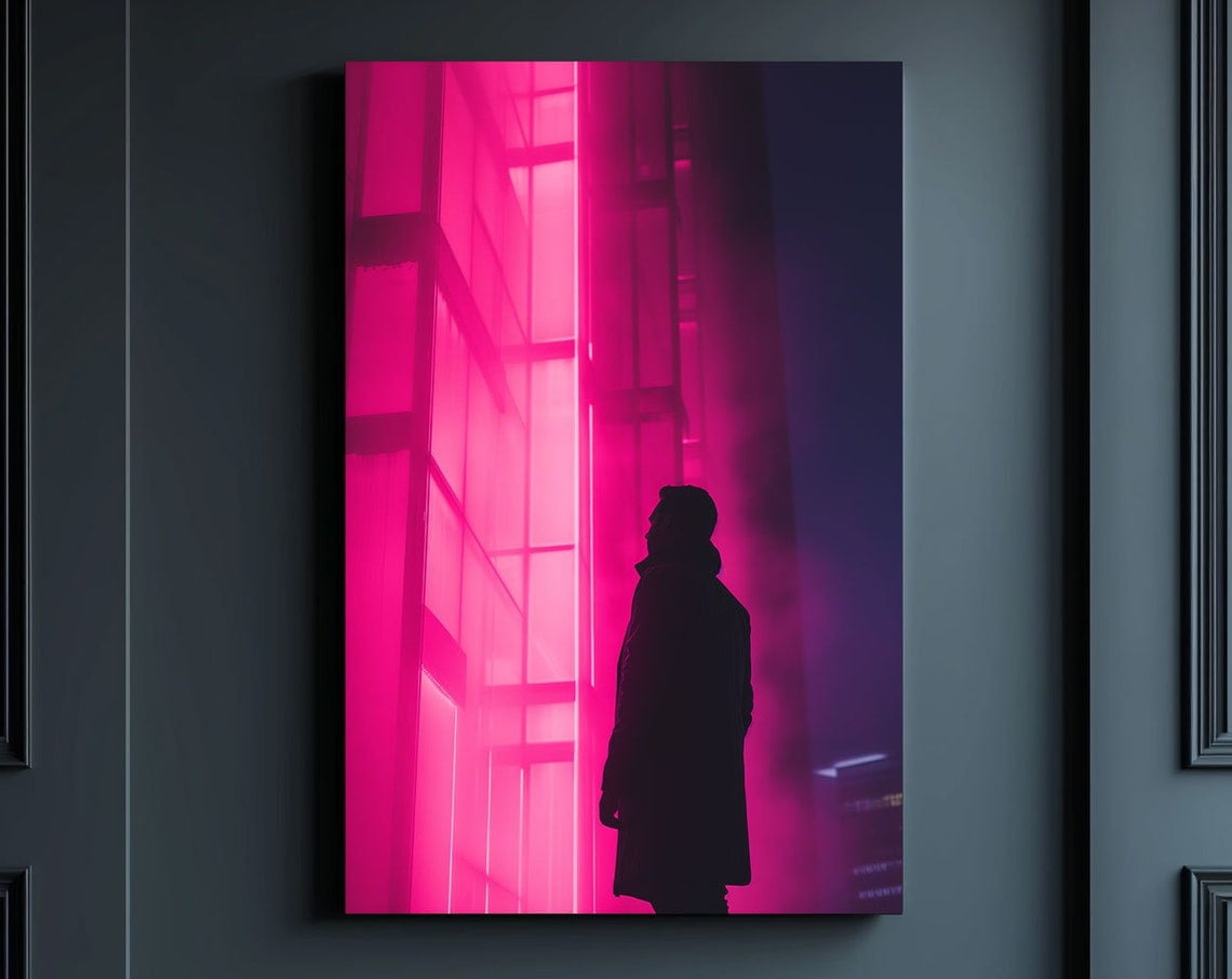 Neon Contemplation Cyberpunk Cityscape Digital Art Vibrant Neon Urban ...