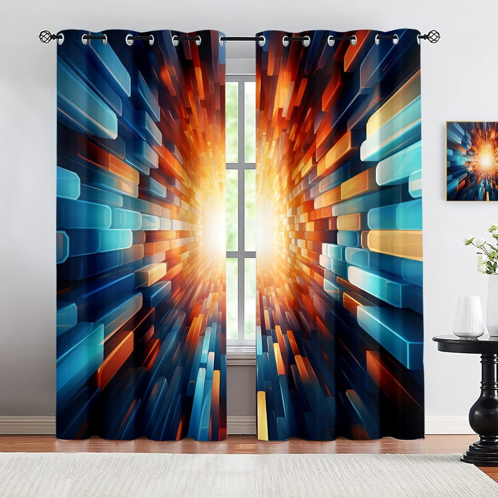 Neon Corridor Blackout Curtains For Bedroom Living Room, Space Station ...